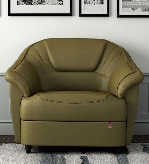 Buy Berry compact Leatherette 1 Seater Sofas in Beige Colour Online ...