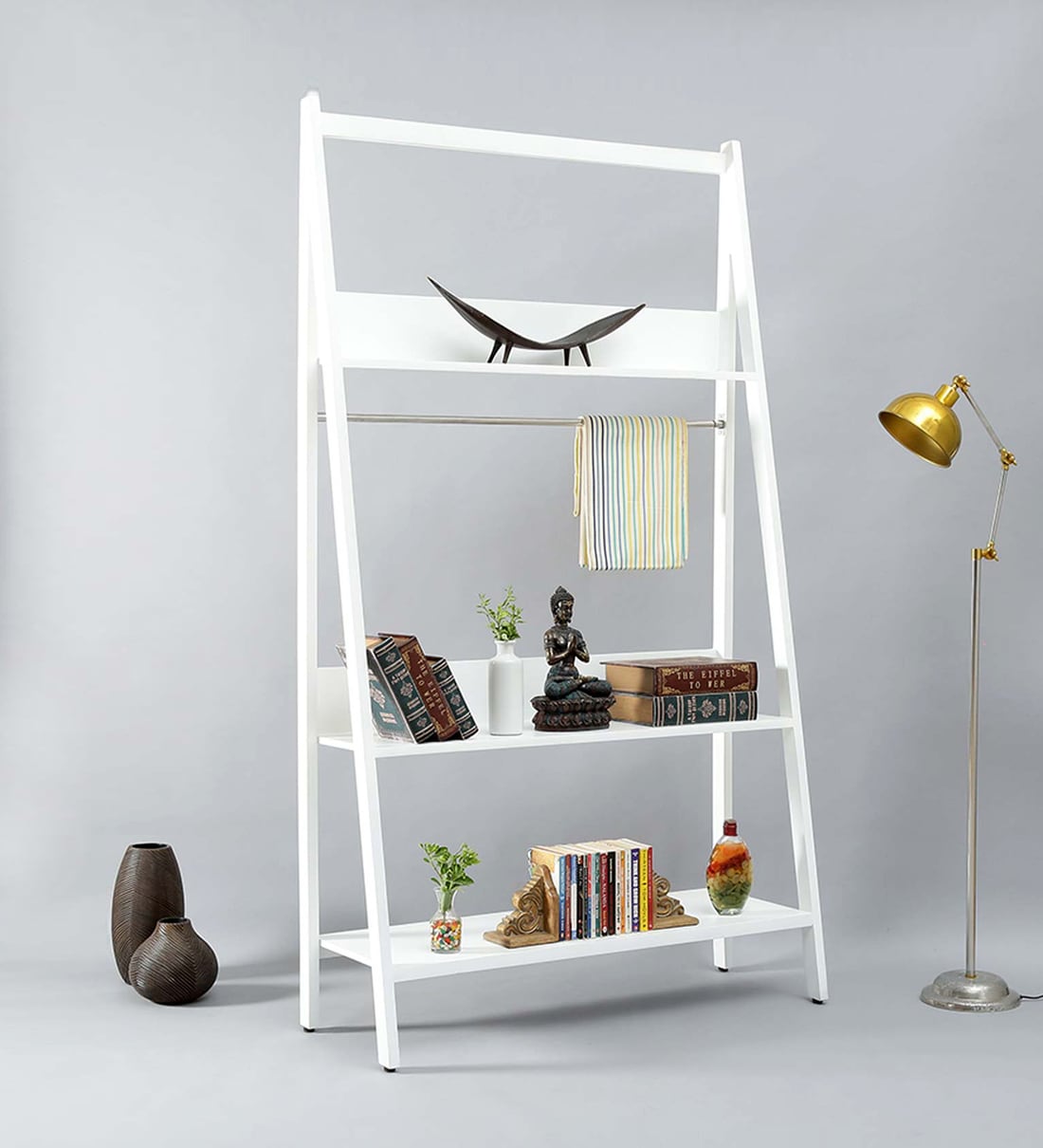 Buy Bergamo Solid Wood Book Shelf In White Colour Online - Contemporary ...