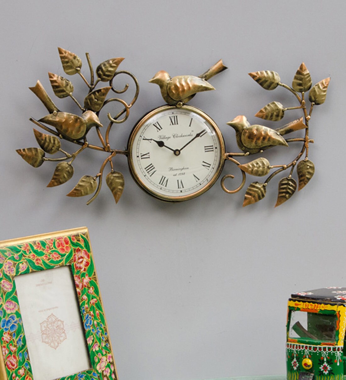 Buy Copper Iron Birds Traditional Wall Clock Online - Traditional Wall ...