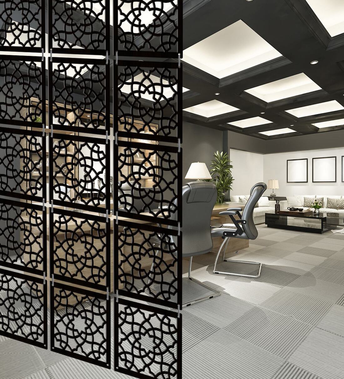Buy Black Engineered Wood Wall Hanging Room Divider Panel By Olive Tree ...
