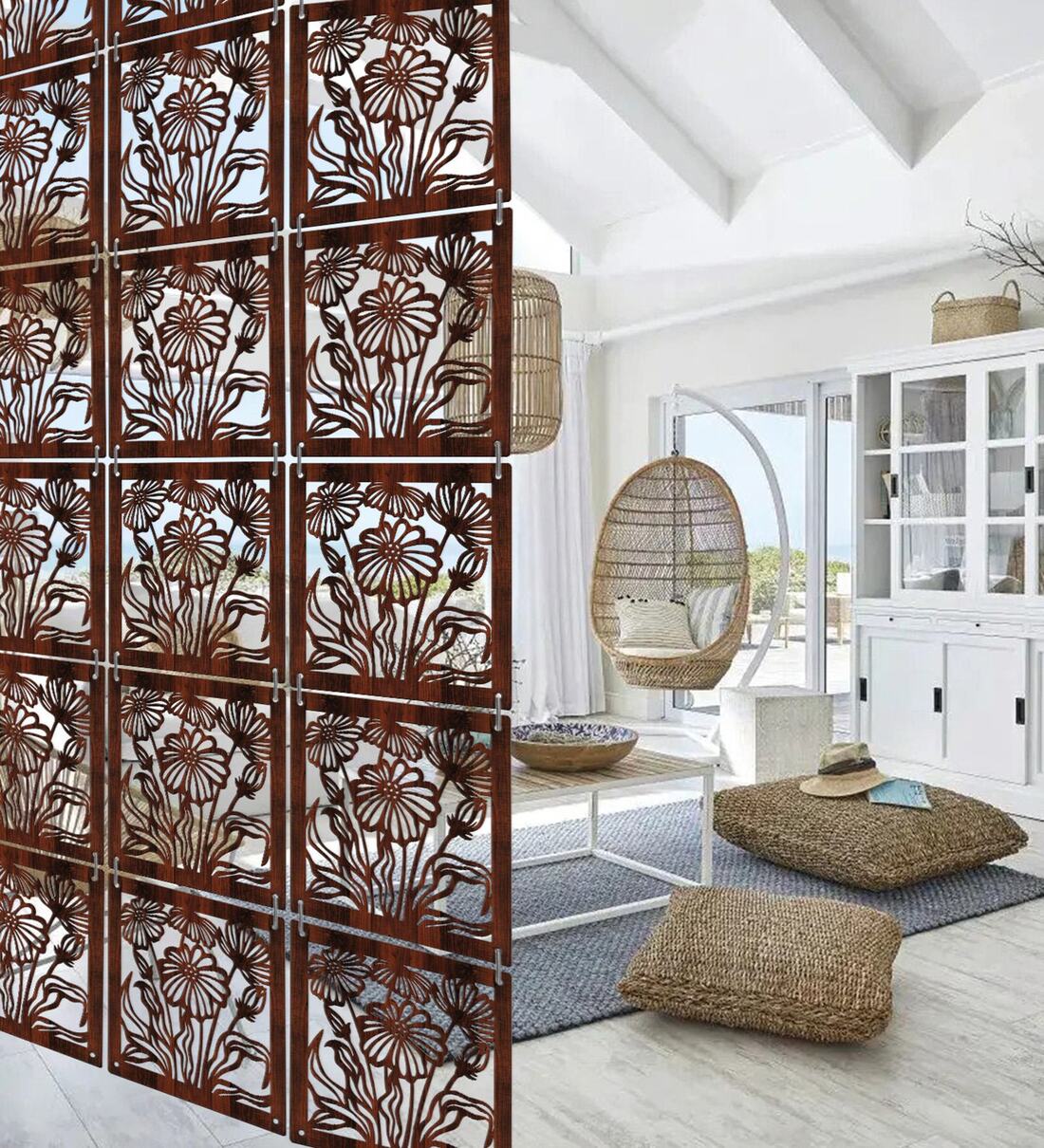 Buy Brown Engineered Wood Wall Hanging Room Divider Panel By Olive Tree ...