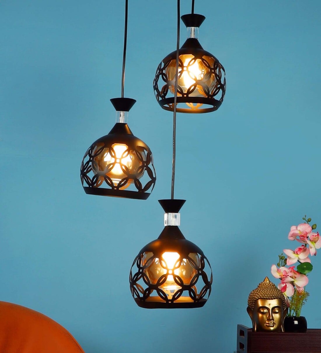 Buy Bayberry Black Iron Cluster Hanging Light by Eliante by Jainsons ...