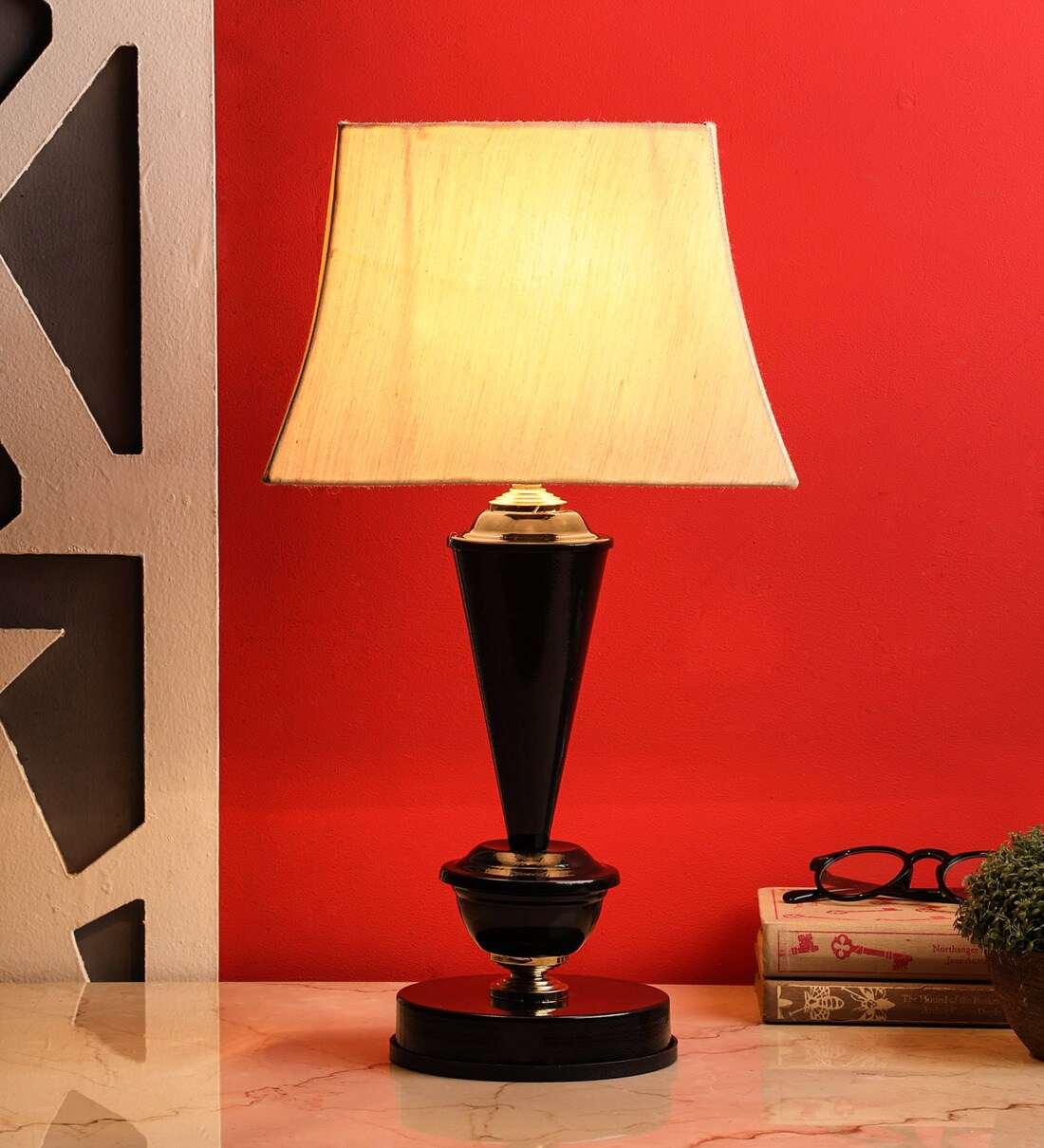 Buy Otto Beige Fabric Shade Night Lamp With Metal Base By Foziq Online ...