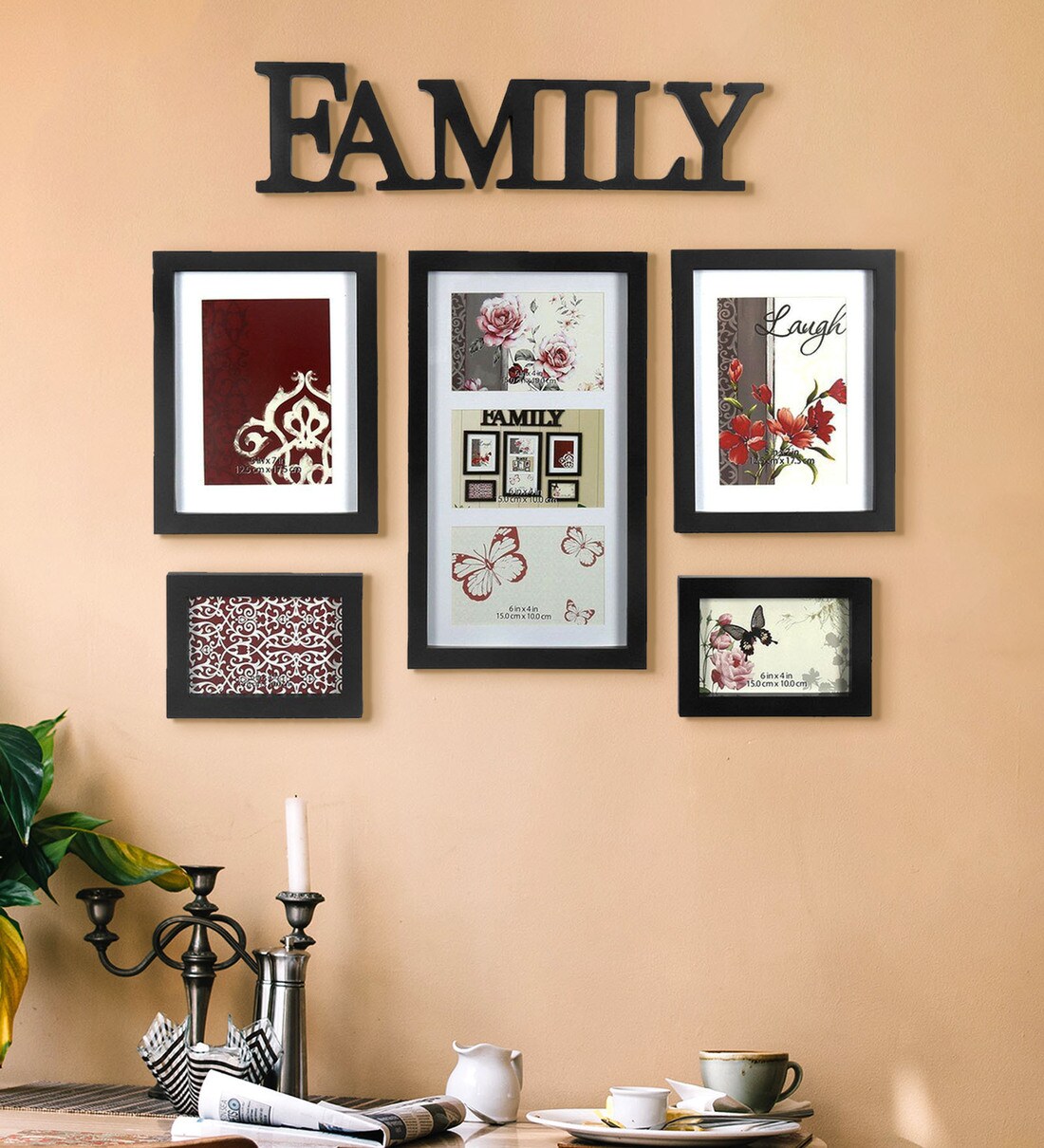 Buy Black Plastic Family 5 Piece Combo Vista Photo Frame by @home ...
