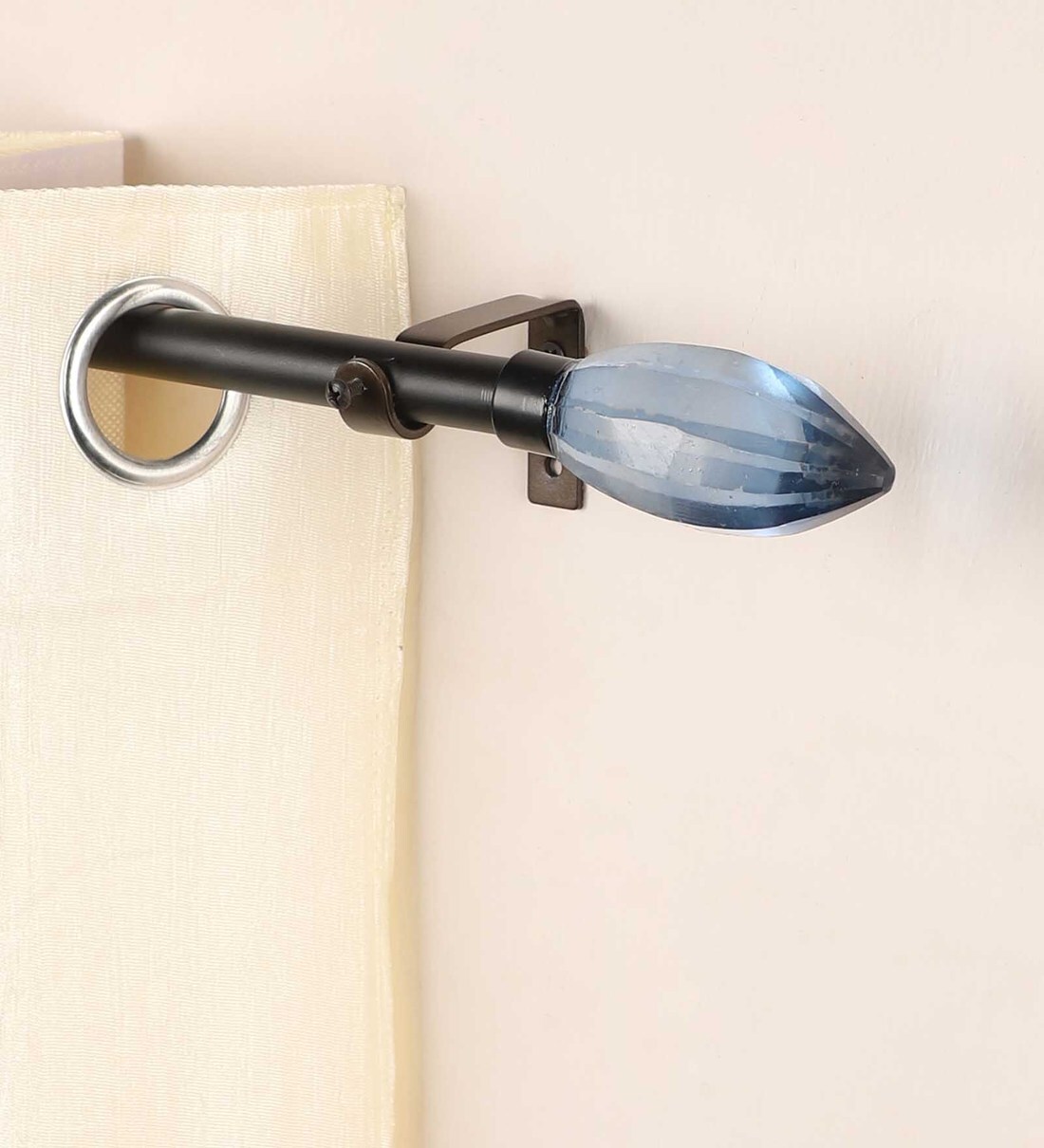 Buy Black Powder Coated Iron Curtain Rod (48 to 88 Inches) With Bracket ...