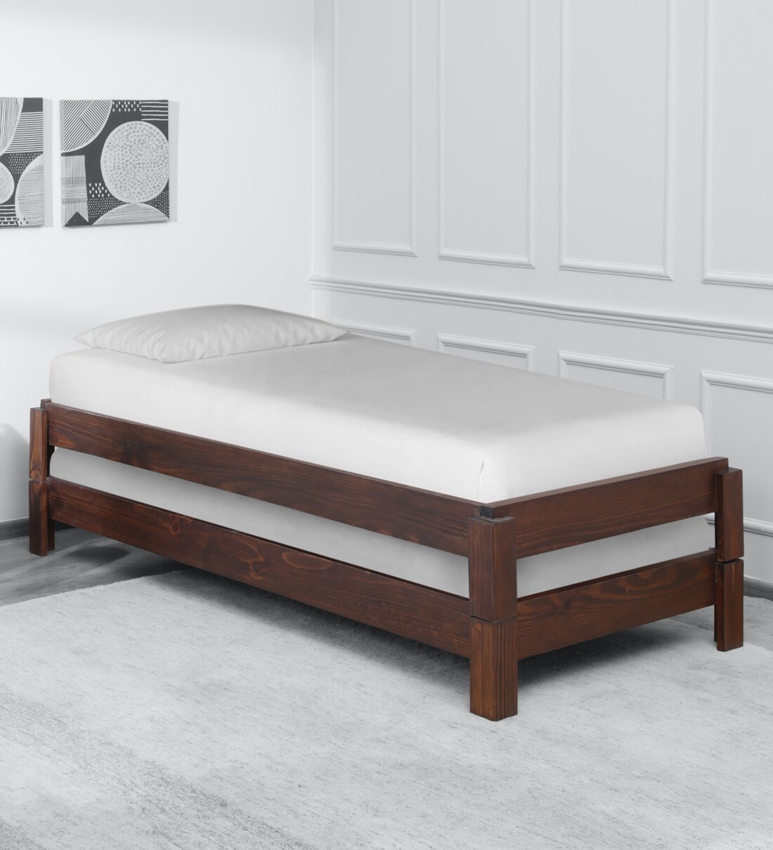 Buy Bloom Space-Saving Stackable Single Bed in Natural Pine Finish by ...