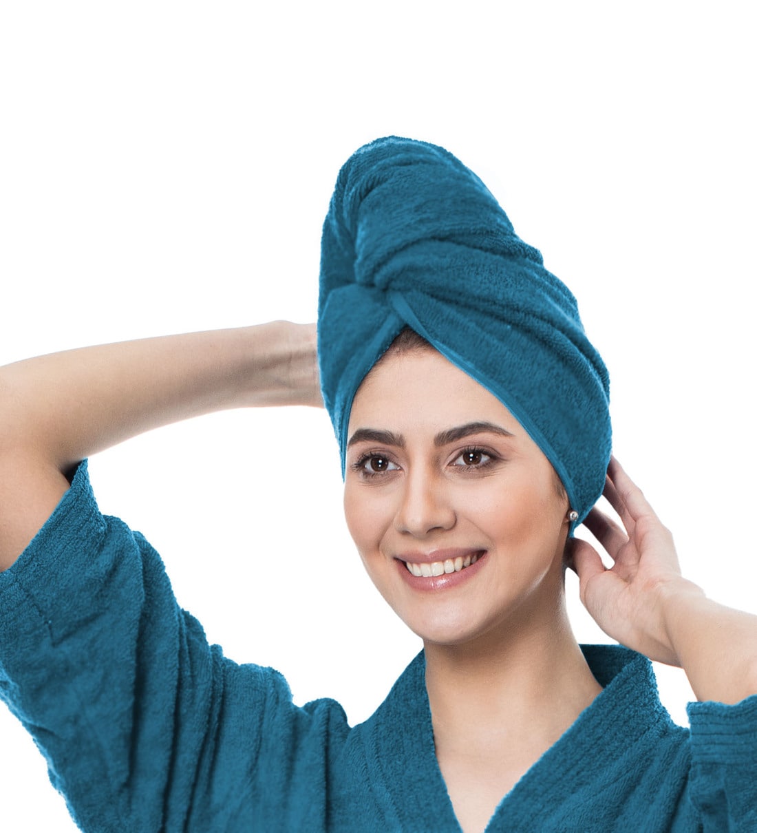 Buy Blue Caldezonia Solid 450 GSM Microfiber Bath HairWrap By Sassoon ...