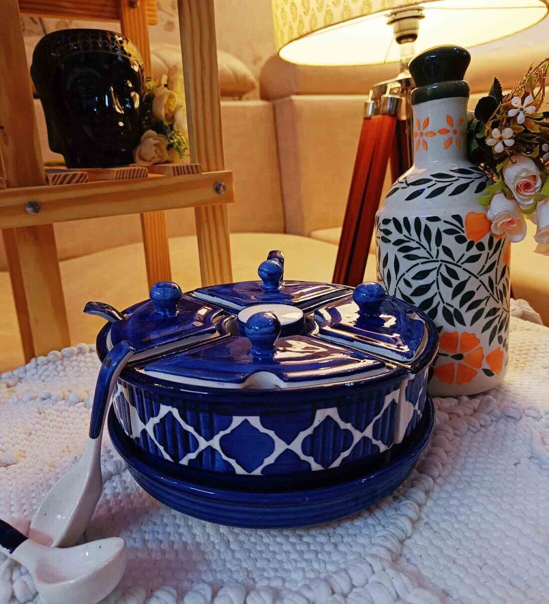 Buy Blue Ceramic 300 ml (Set of 5 ) Condiment Sets at 13% OFF by Niyara ...