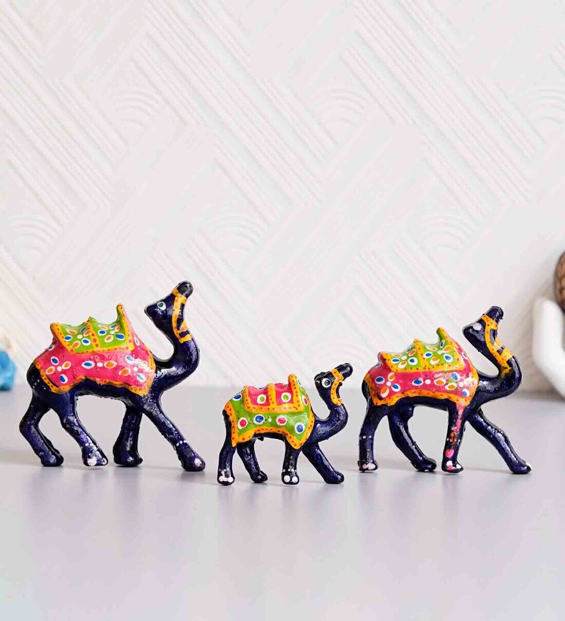 Buy Blue Paper Mache Camel Set Of 3 at 24% OFF by Dinine Craft | Pepperfry