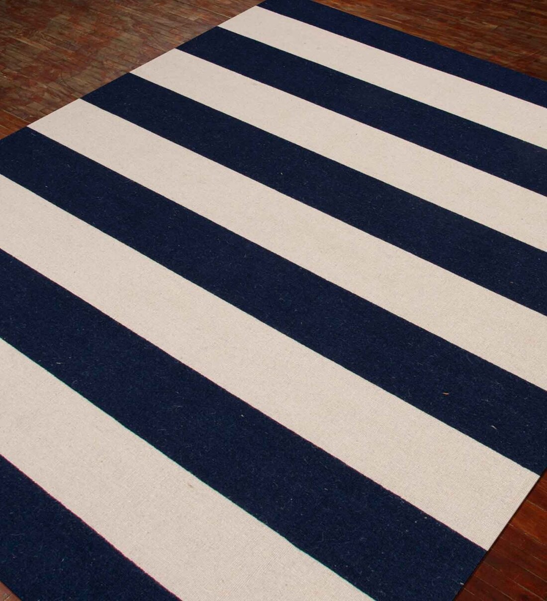 Buy Blue Striped Wool 2 ft x 3 ft Flat Weave Carpet by Jaipur Rugs ...