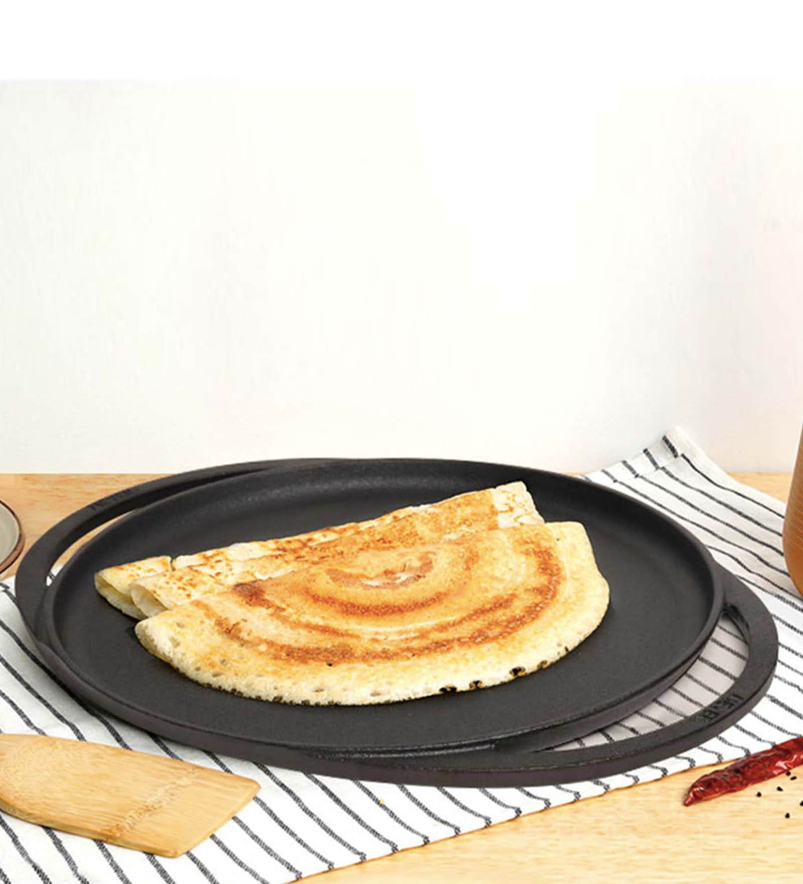 Buy Pre Seasoned 11.8 Inch Hard Anodised Black Cast Iron Dosa Tawa ...