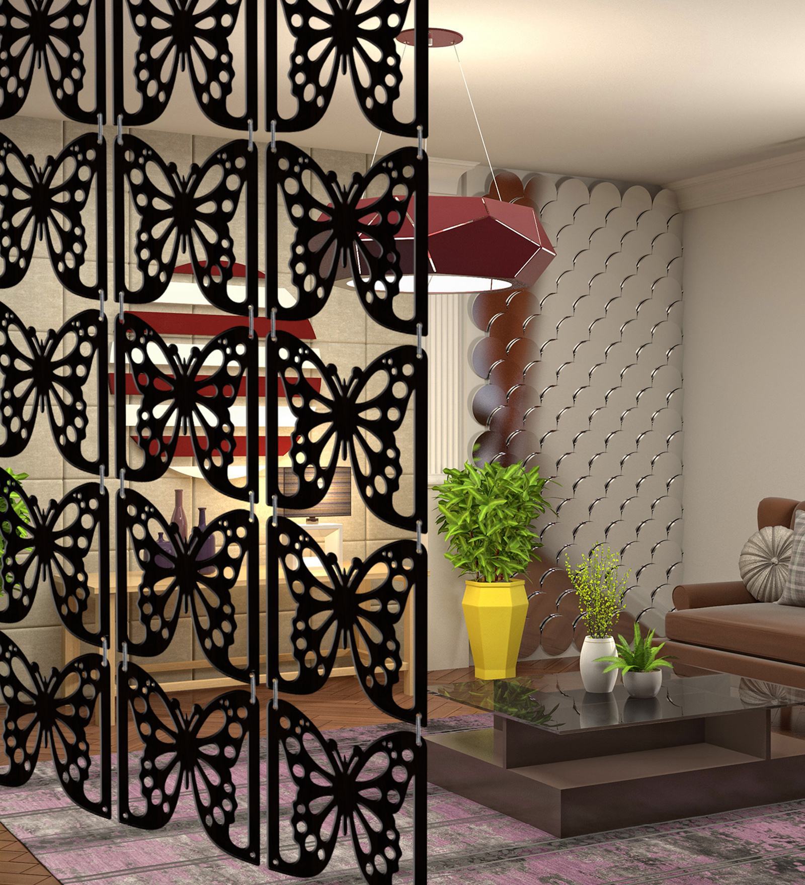 Buy Black Engineered Wood Wall Hanging Room Divider Panel By Olive Tree ...