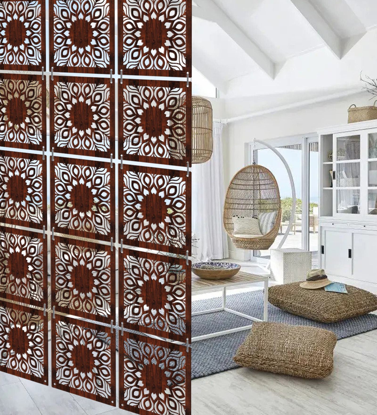 Buy Brown Engineered Wood Wall Hanging Room Divider Panel By Olive Tree ...