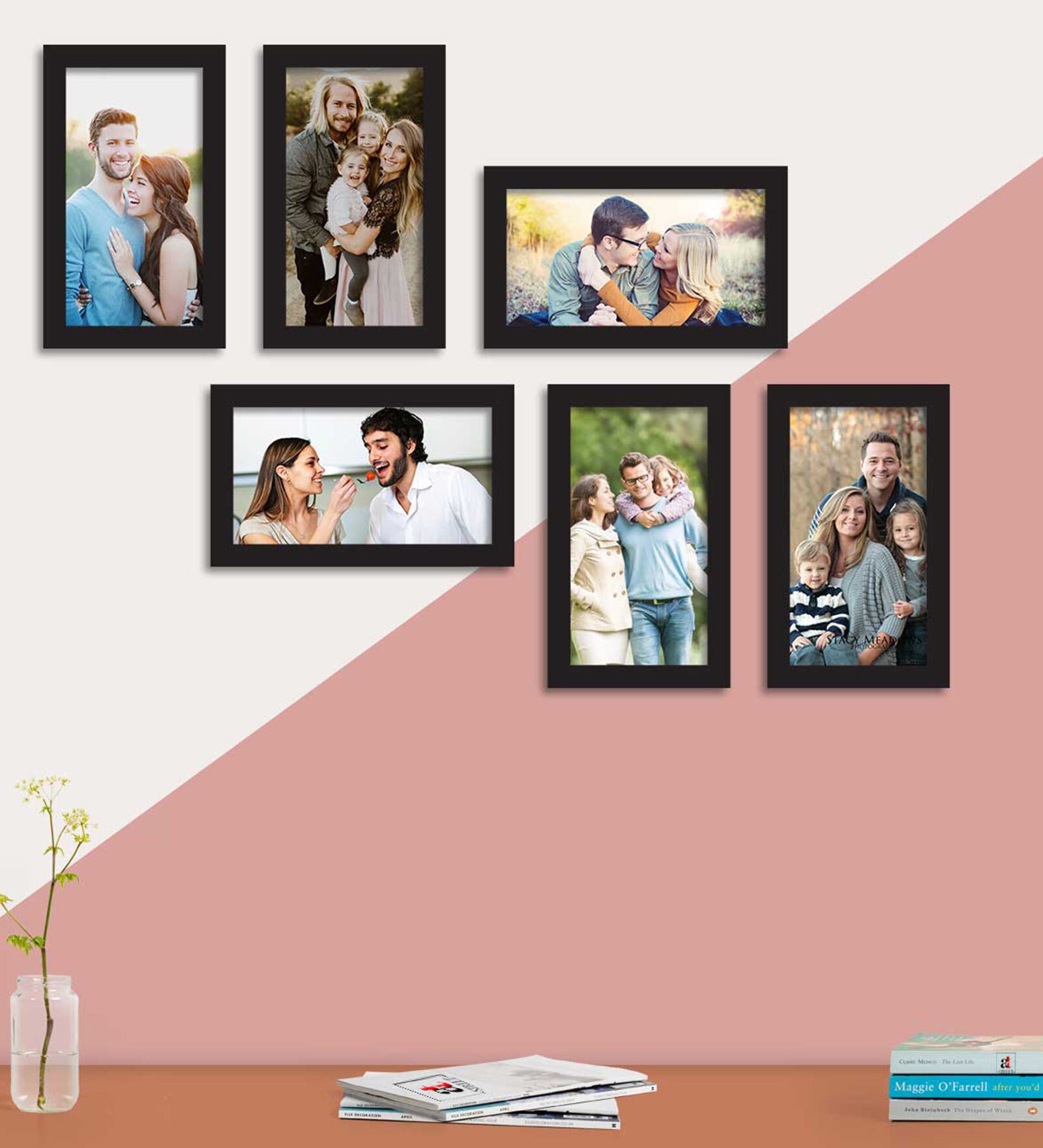 Buy Black Polyresin Individual Stella Set Of 6 Collage Photo Frames ...