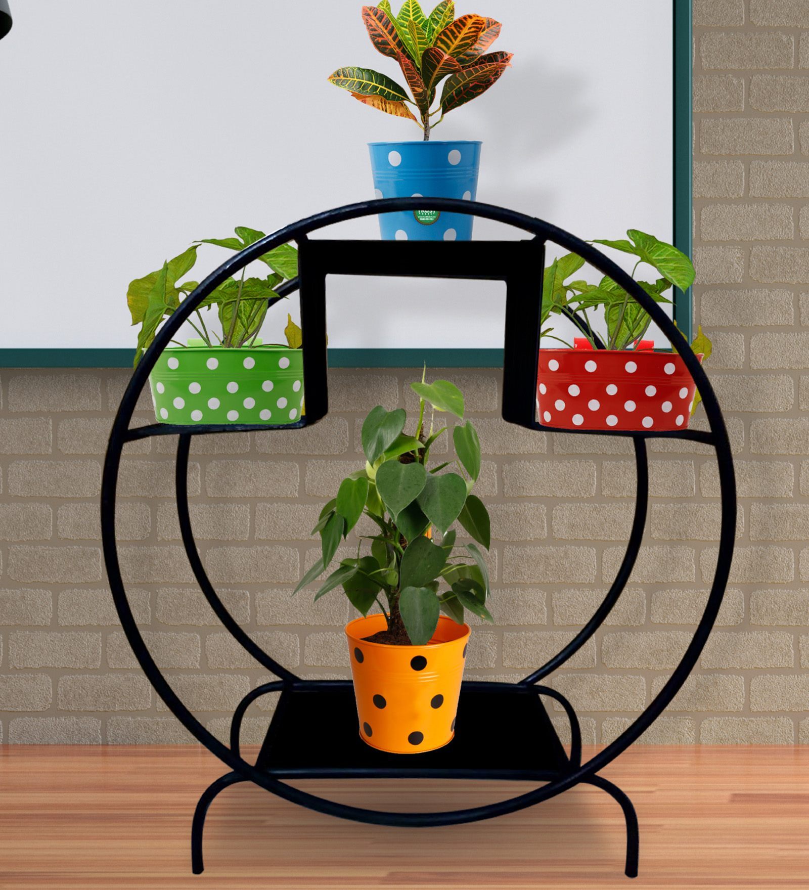 Buy Black Metal Hoop Round Pot Stand for Plants by TrustBasket Online ...