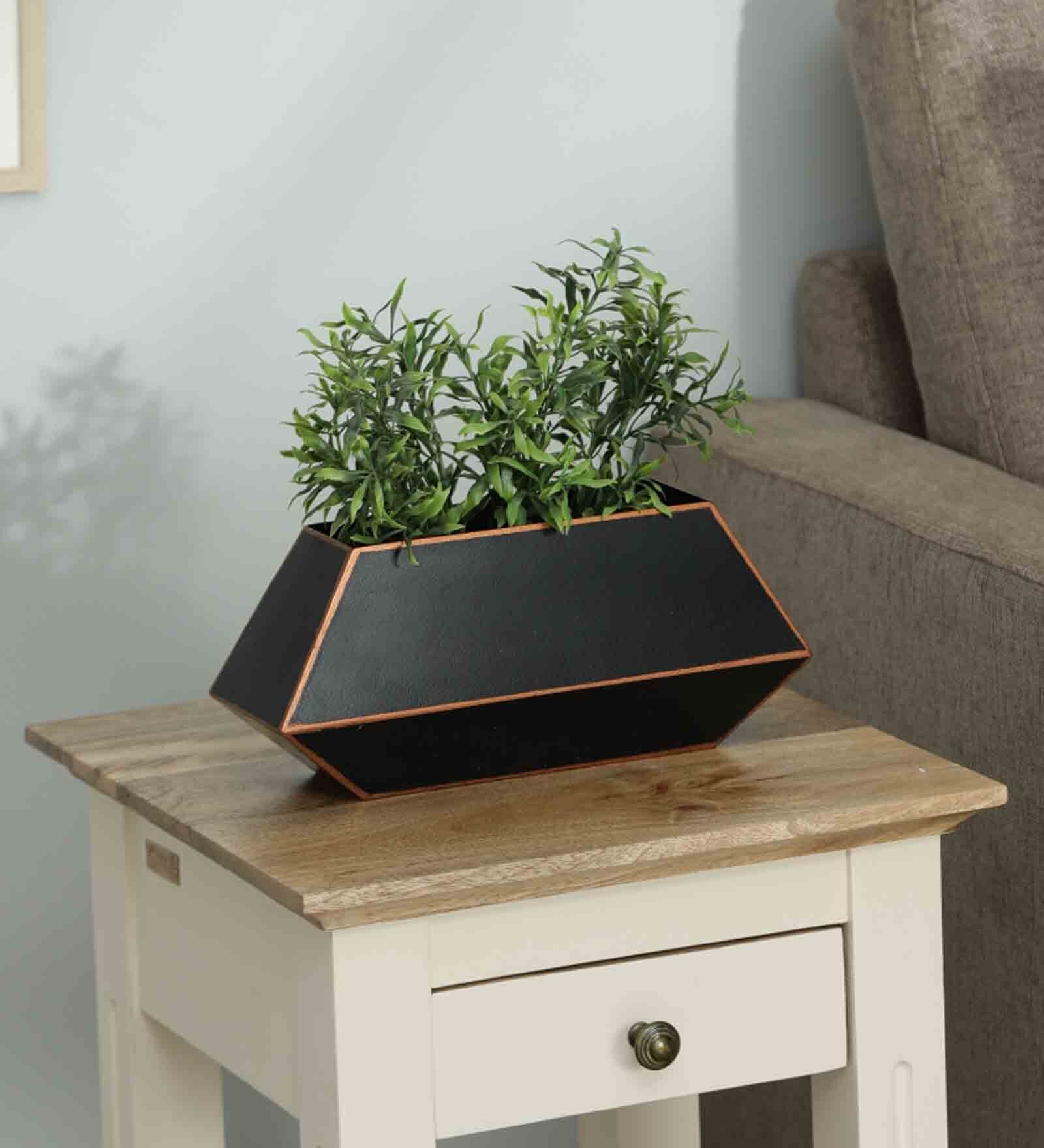 Buy Black Mild Steel Planter By Re-story Online - Desk Pots - Pots ...