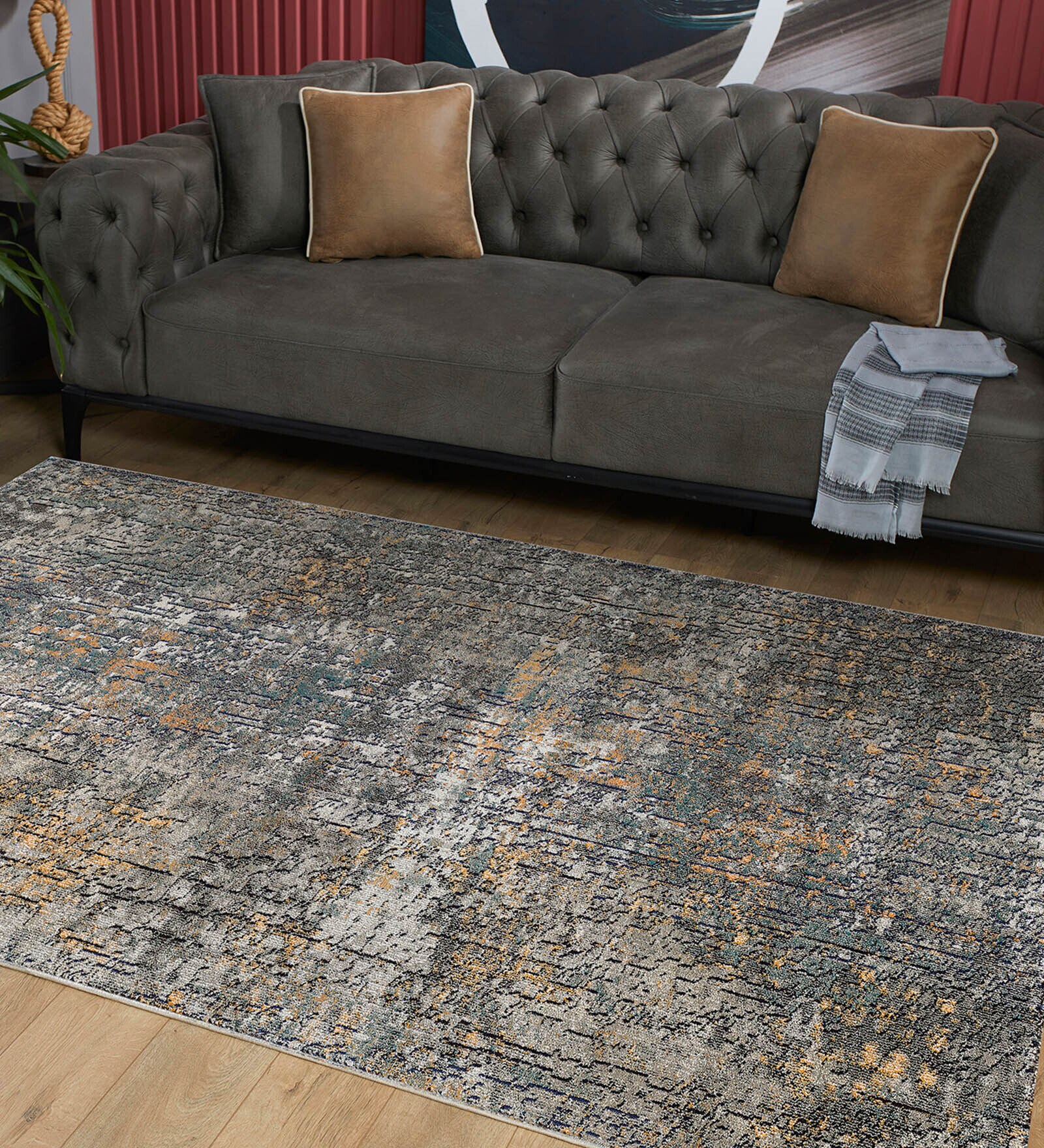 Buy Black Abstract Polypropylene 4 ft x 6 ft Machine Made Carpet by ...