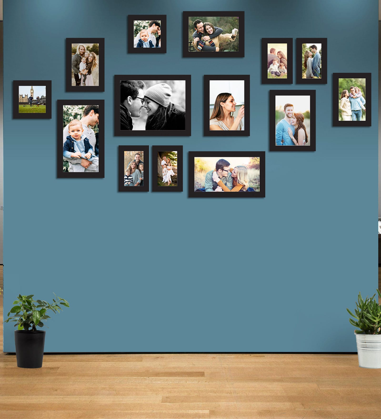 Buy Black Wood Grace Set 14 Collage Photo Frames Online - Collage Photo ...