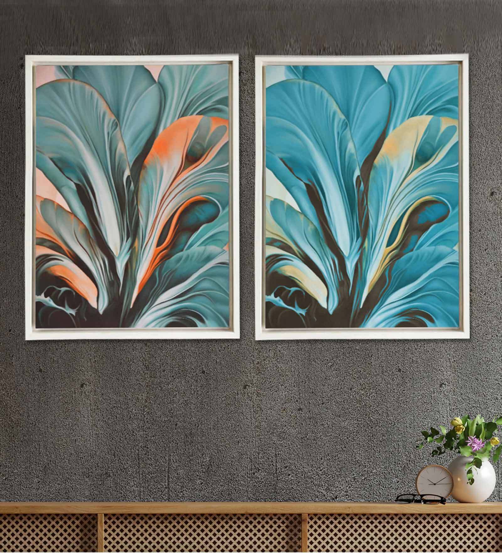 Buy Art People Gallery Blue Canvas Framed Abstract Art Print Set of 2 ...