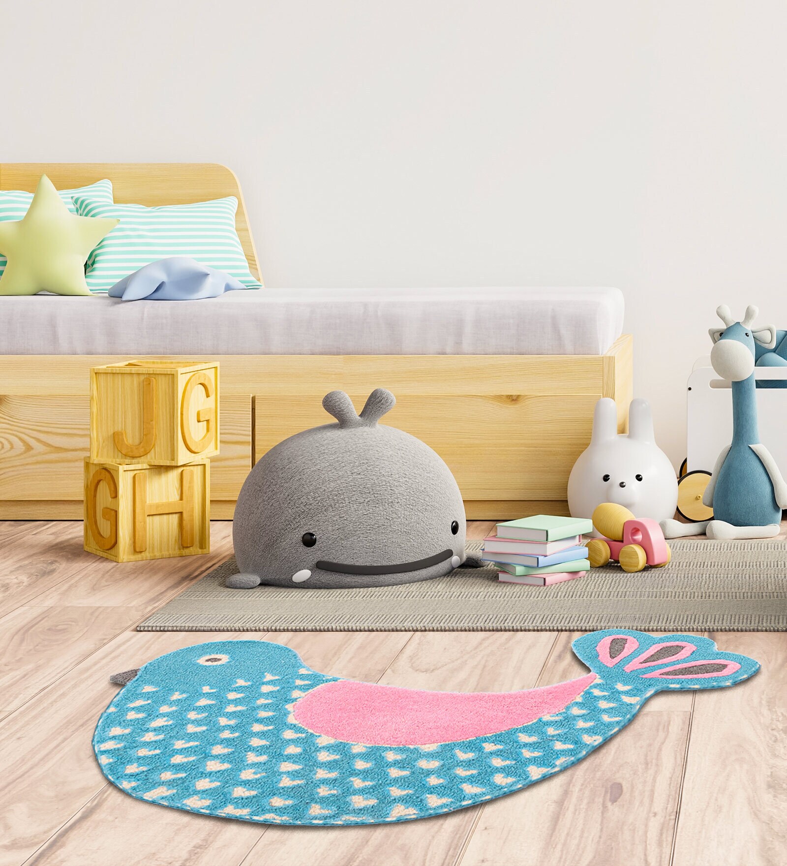 Buy Blue Character Wool 3 ft x 3 ft Kids Carpet by Obeetee Online ...