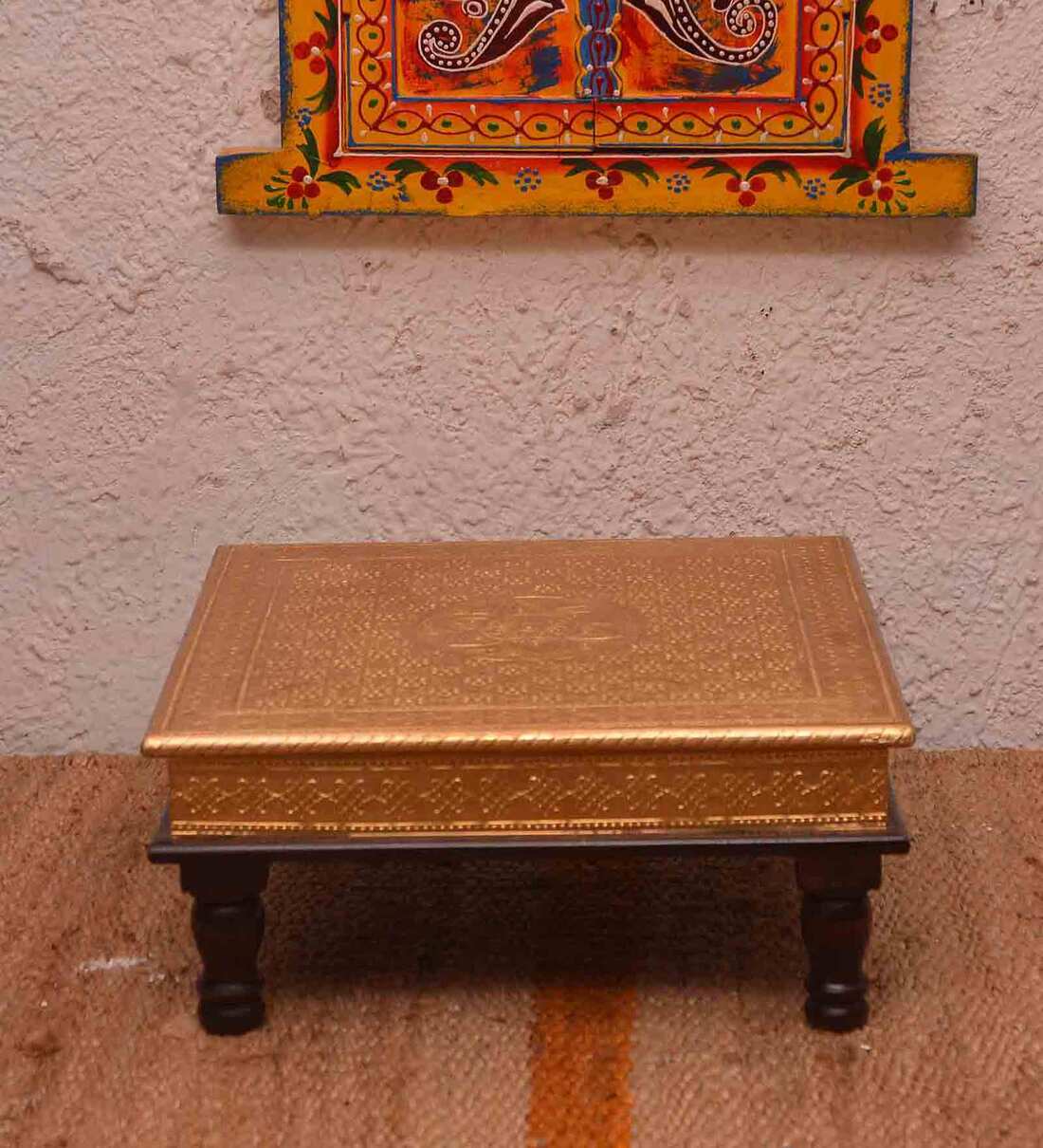 Buy Brass Brass Fitted Wooden Chowkie By Suncity Decors Online ...