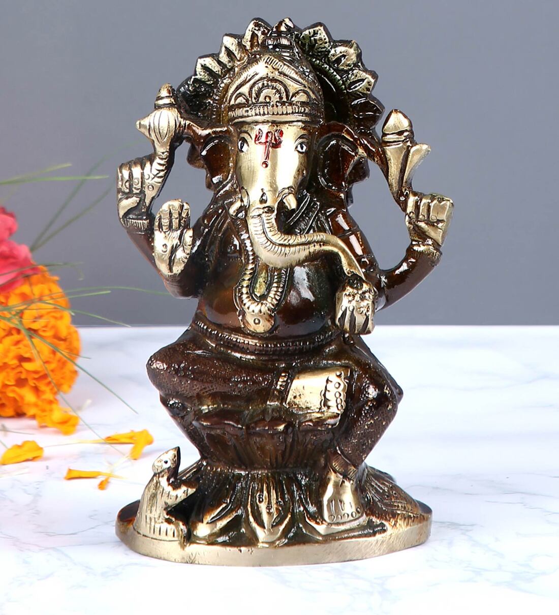 Buy Brass Lord Ganesha Statue With Oxidised Finish at 70% OFF by Aapno ...