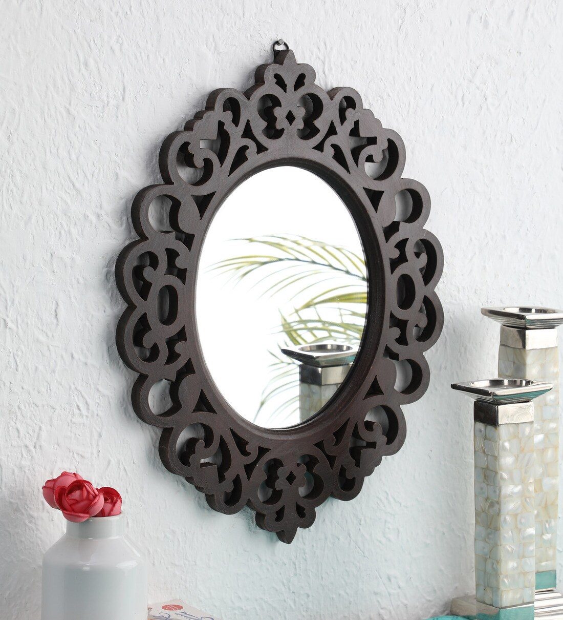 Buy Brown Engineered Wood Engineered Decorative Mirror Online ...