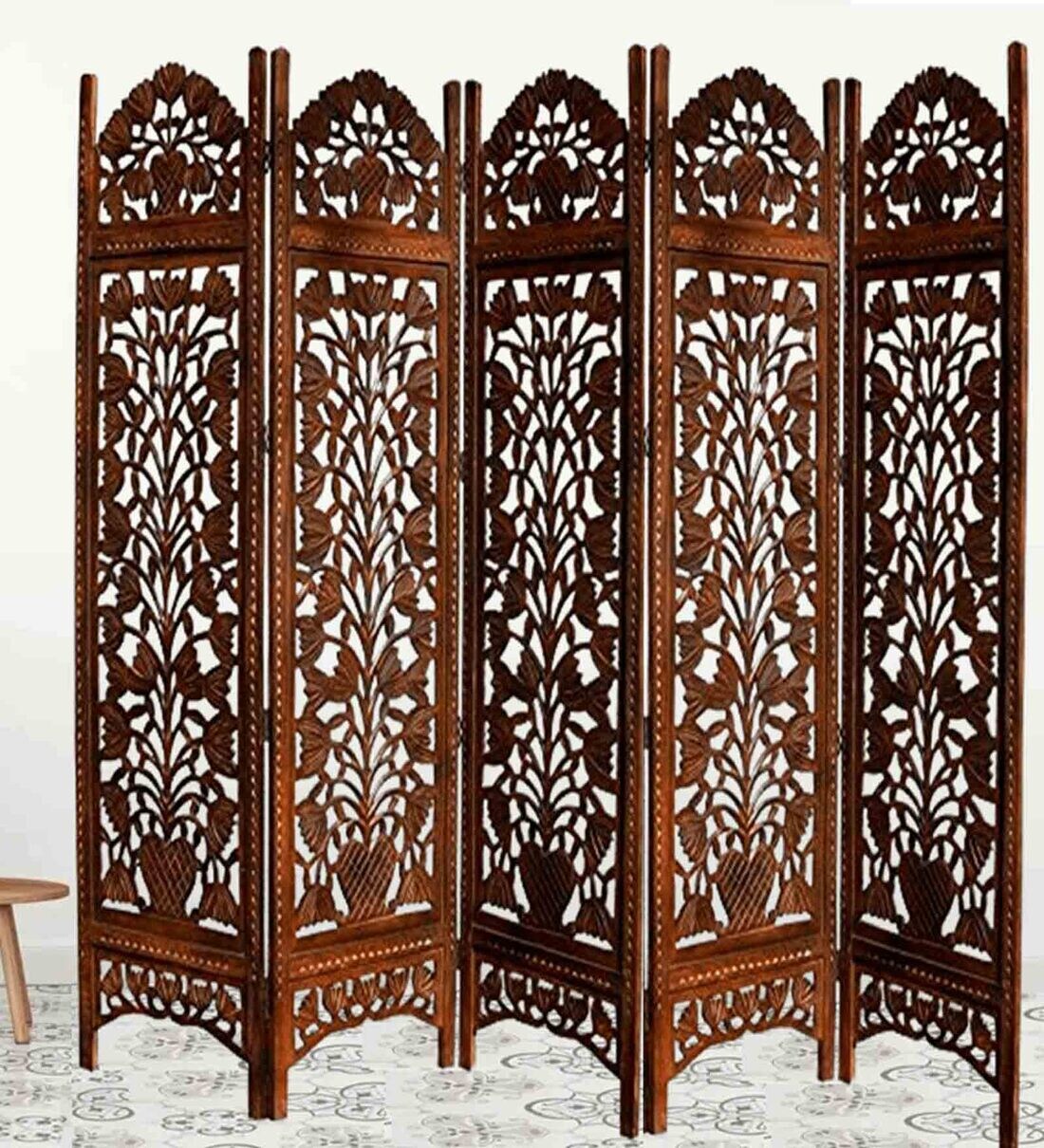 Buy Brown Mango Wood Aphro And Mdf Handmade Room Dividers (Set Of 5) at ...