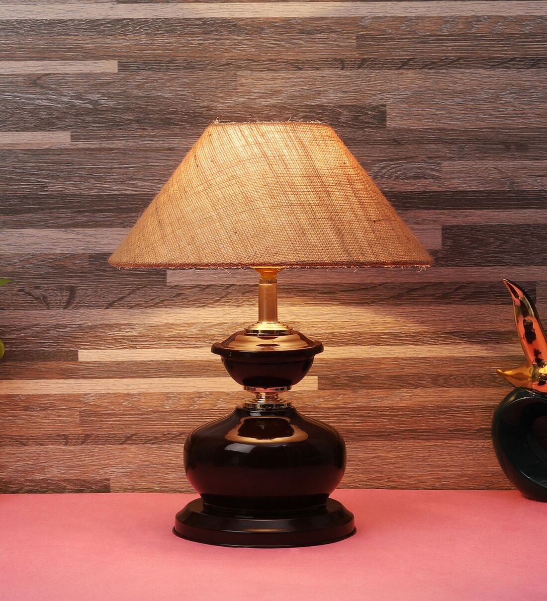 Buy Brown Metal & Natural Fiber Brown Colour Table Lamp at 71% OFF by ...