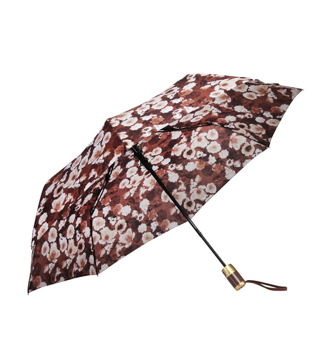 Buy Brown Floral 3 Fold Nylon Umbrella by Fabseason Online - Umbrellas ...