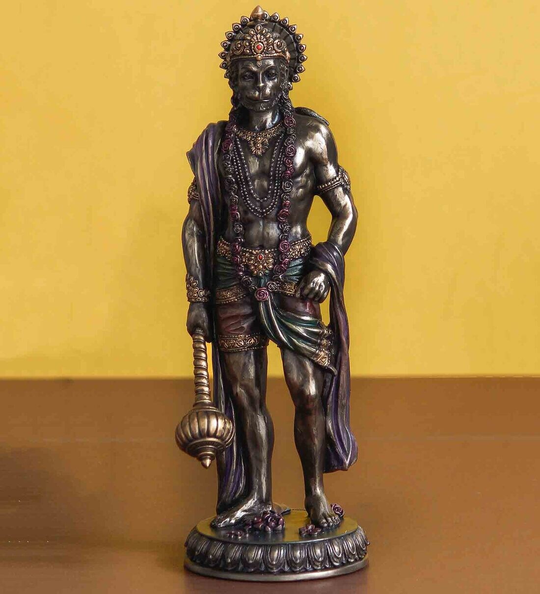 Buy Brown Polyresin and Bronze Standing Lord Hanuman Idol with Gada ...