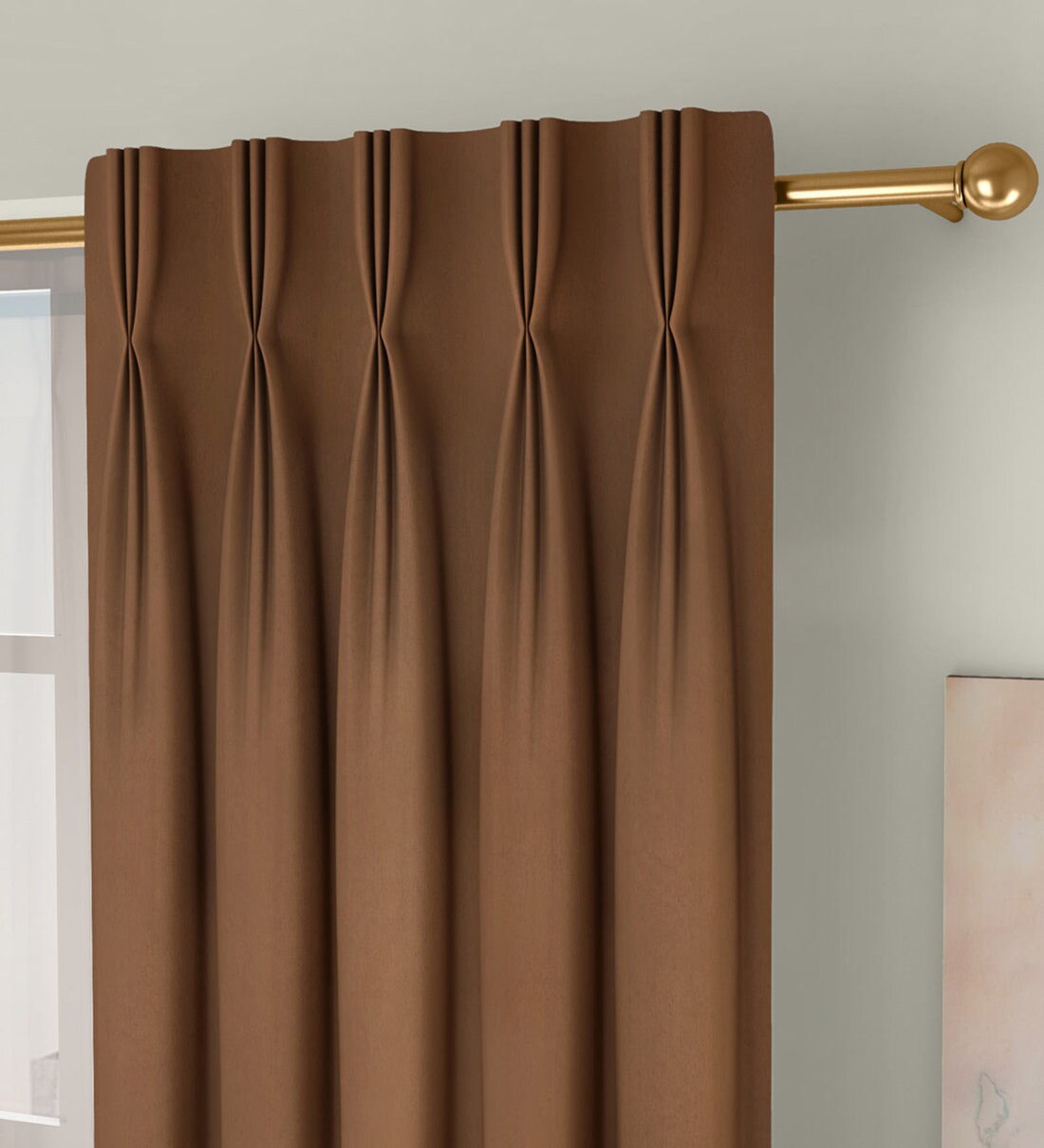 Buy Brown Solid Poly Cotton 5 Ft Light Filtering Pinch Pleat Window ...