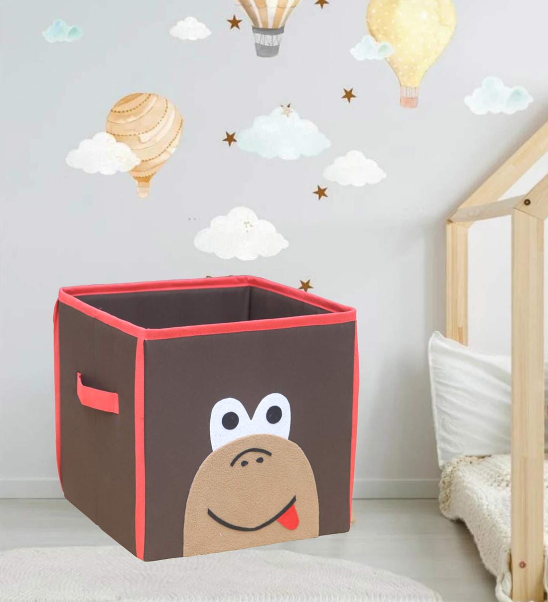 Buy Kevin Monkey Medium Fabric Kids Storage Box in Brown Colour Online ...