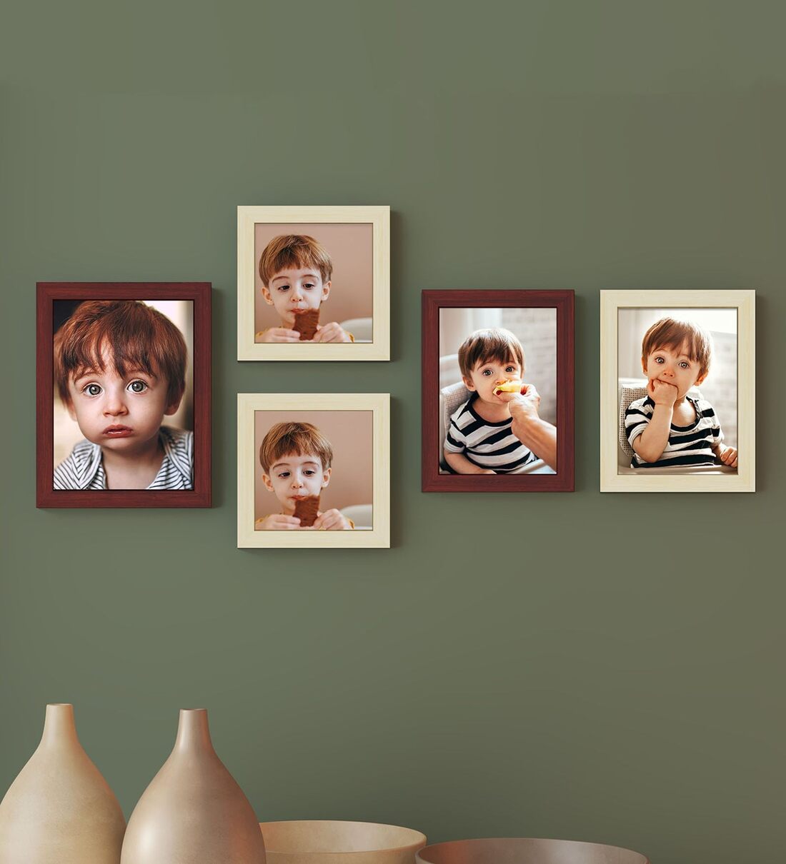 Buy Brown Synthetic Wood (Set of 5) Photoframes by Art Street at 70% ...