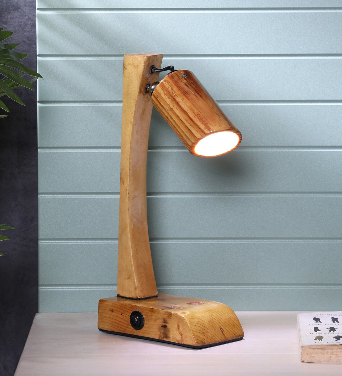 Buy Brown Shade Study Lamp with Wood Base by Aim An Hedge Enterprises ...