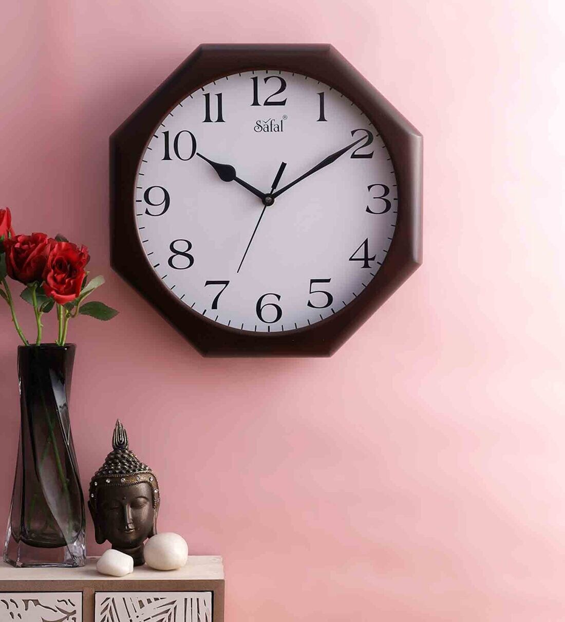 Buy Brown Wooden Octagonal Silent Sweep Mechanism Wall Clock at 27% OFF ...