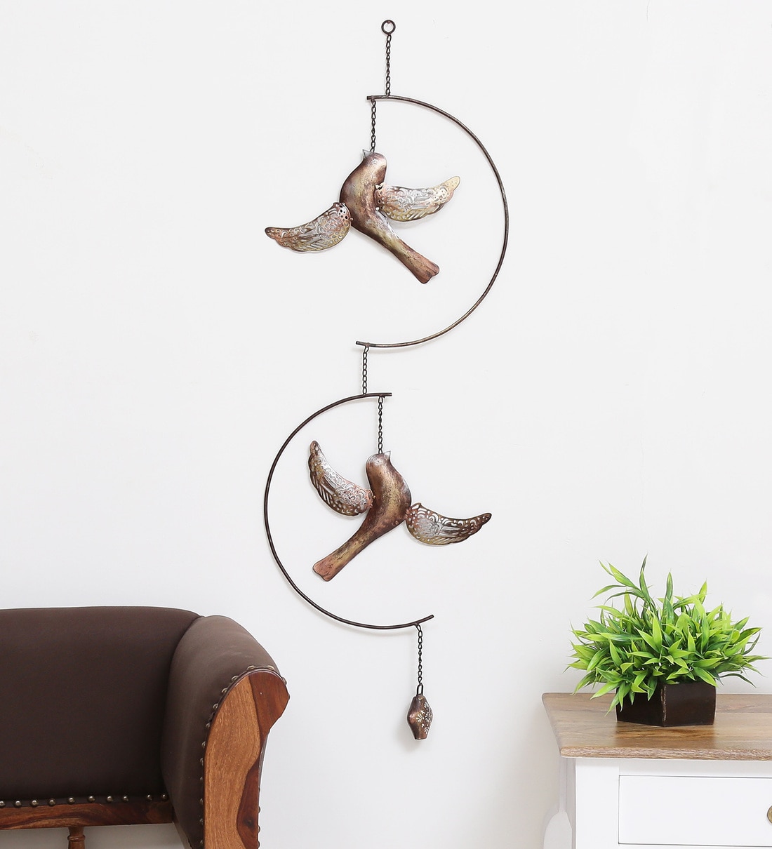 Buy Brown Metal Flying Bird Hanging Chime Wall Art by Accurate at 22% ...