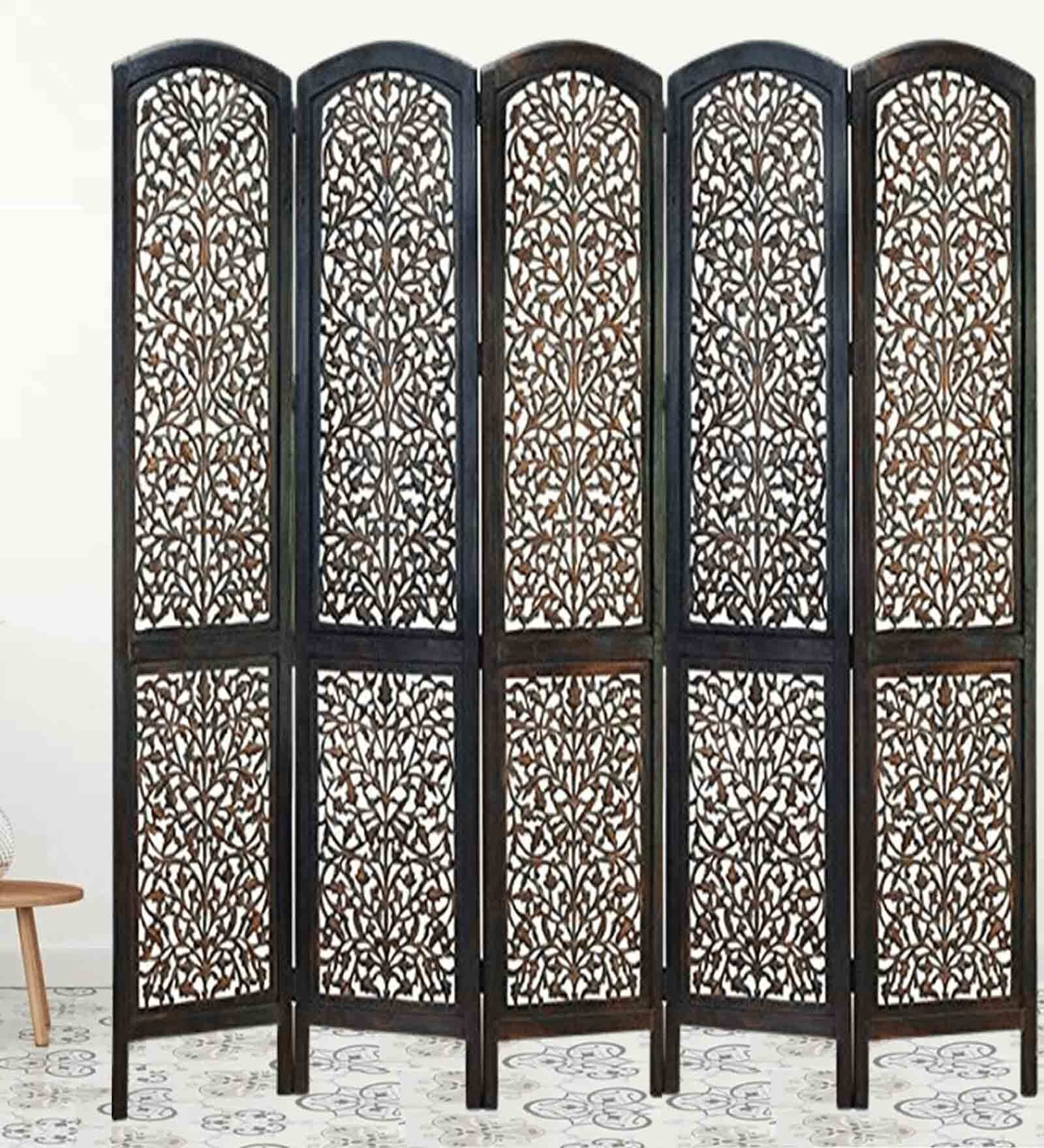 Buy Brown Mango Wood Triune And Mdf Handmade Room Dividers (Set Of 5 ...