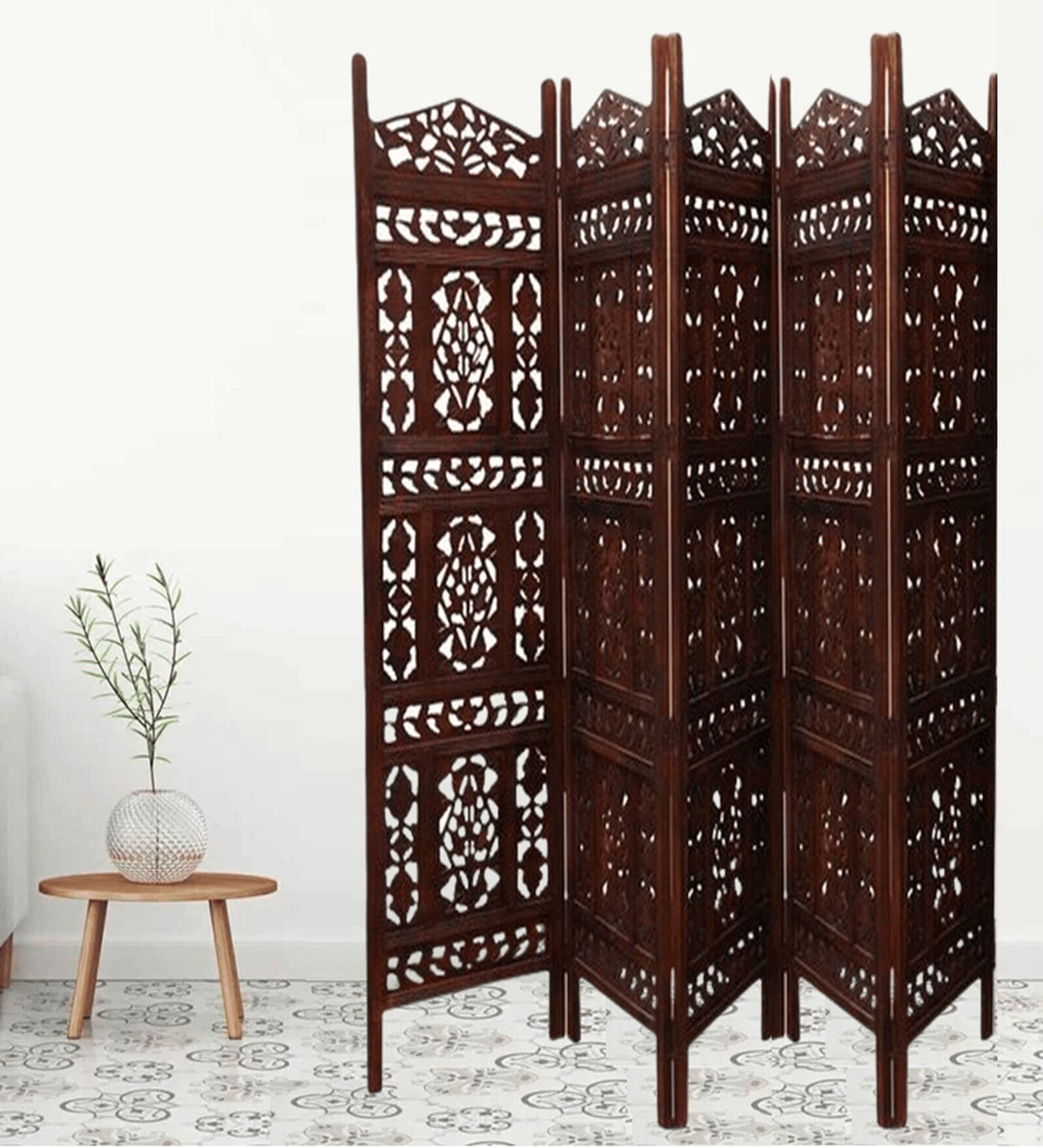 Buy Brown Mango Wood Bastian And Mdf Handmade Room Dividers (Set Of 5 ...
