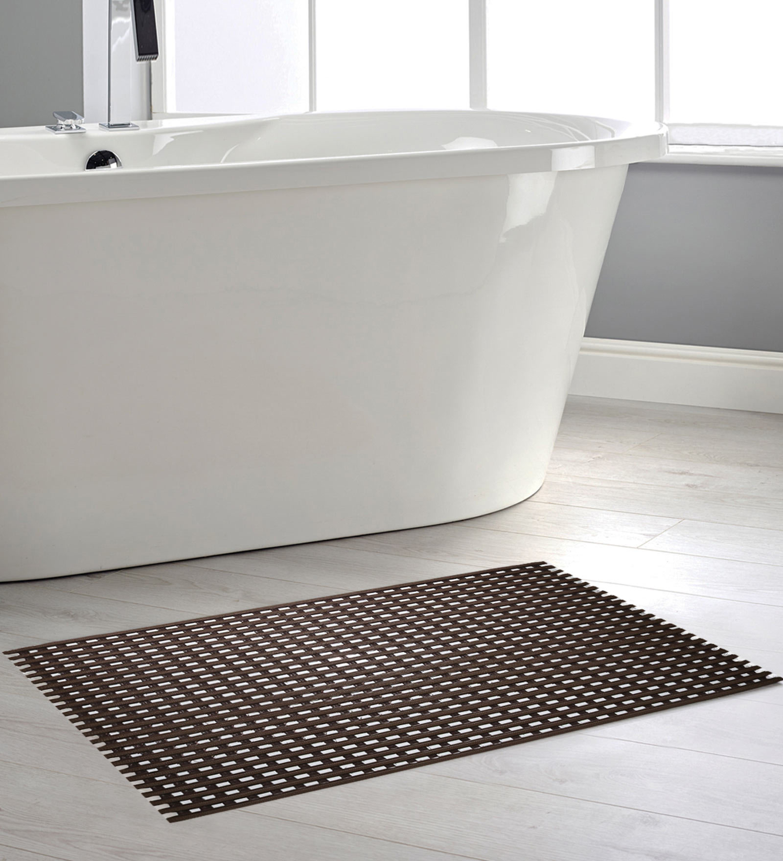 Buy Brown PVC Plain Solid 24x16 Inches Antiskid Bath Mat by Shresmo ...