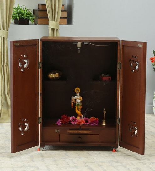 Buy Brown MDF & Sheesham Wood Pooja Mandir With Door at 41% OFF by D ...