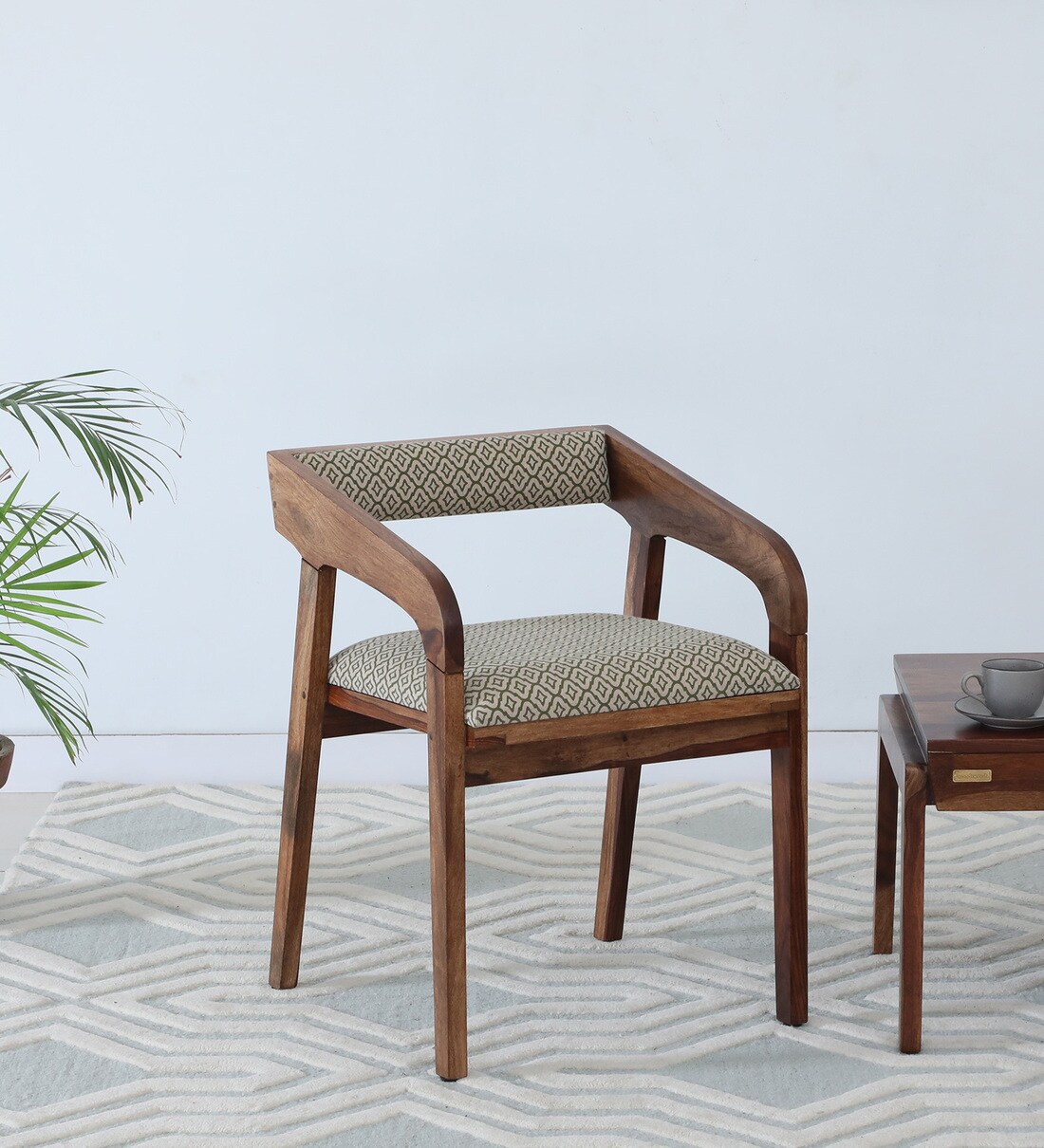 Buy Carden Sheesham Wood Arm Chair with Back Cushion In Rustic Teak ...