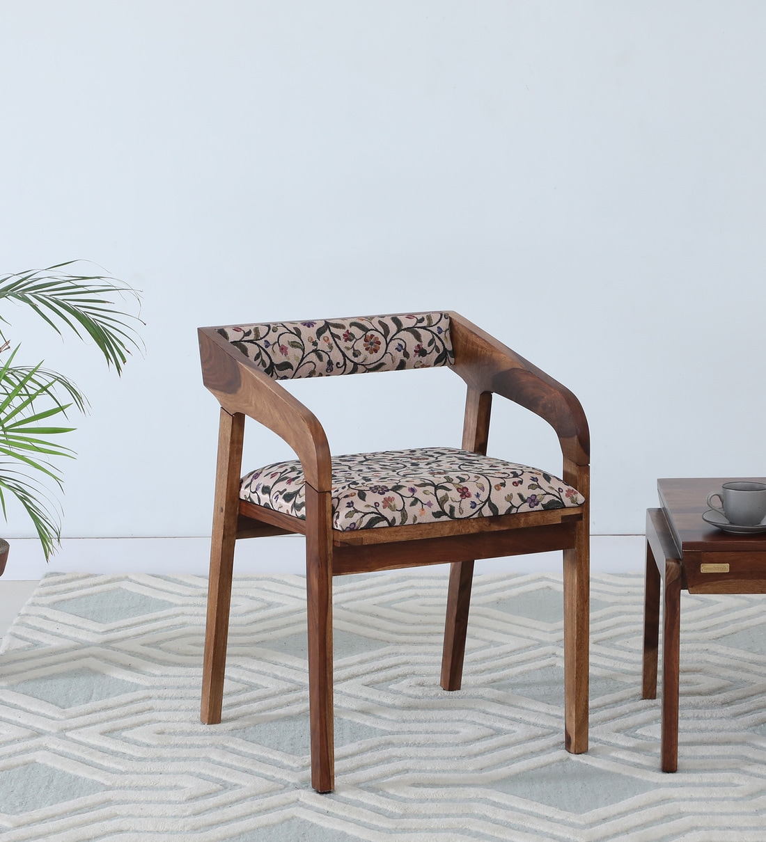 Buy Carden Sheesham Wood Arm Chair with Back Cushion In Rustic Teak ...