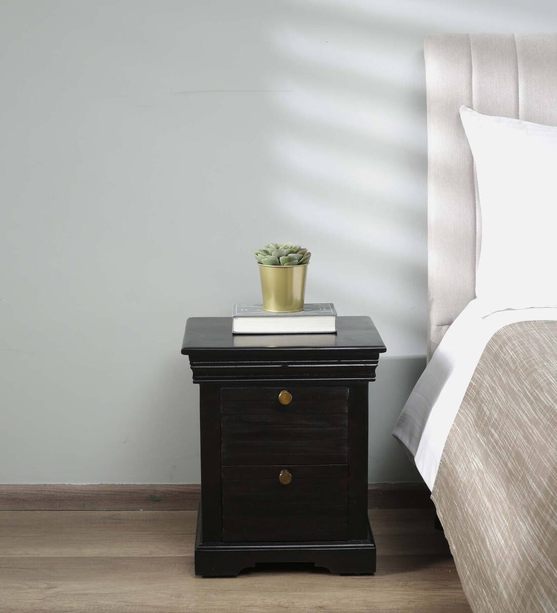 Buy Carleson Sheesham Wood Bedside Table In Warm Chestnut Finish With ...
