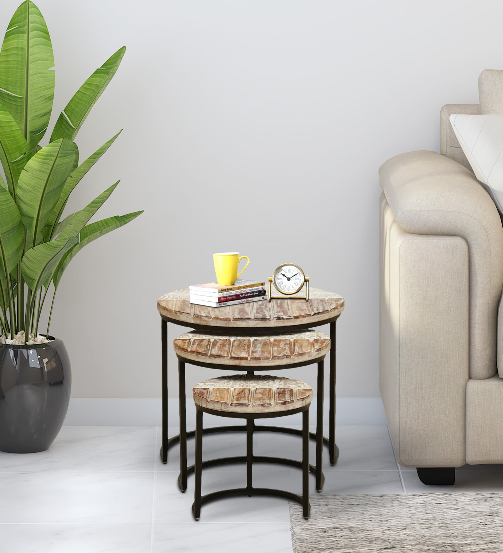 Buy Cady Metal Nest Of Tables In Light Distress Finish (Set of 3 ...