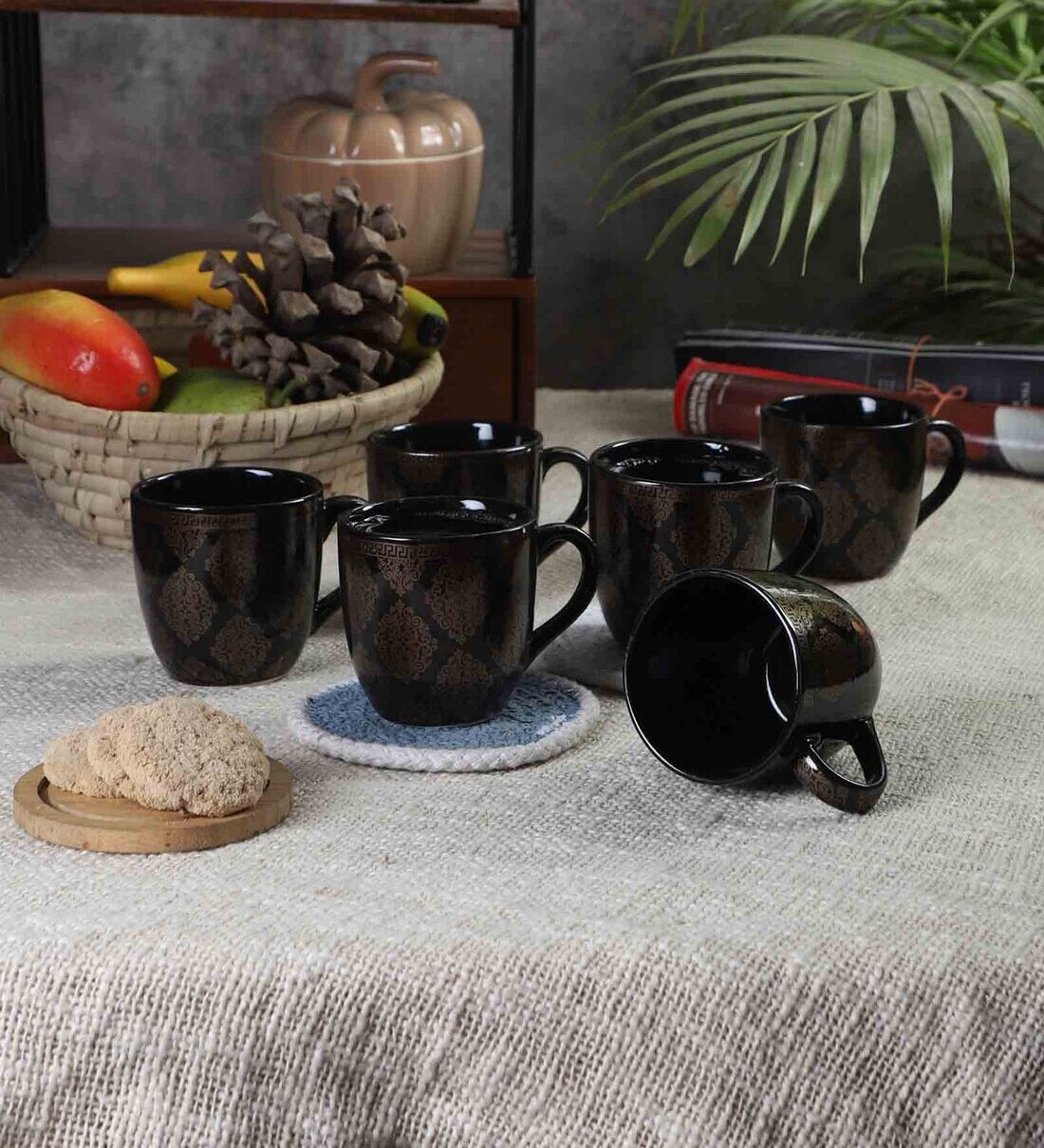 Buy 200ML Black Ceramic (Set of 6) Mugs at 60% OFF by Cdi | Pepperfry