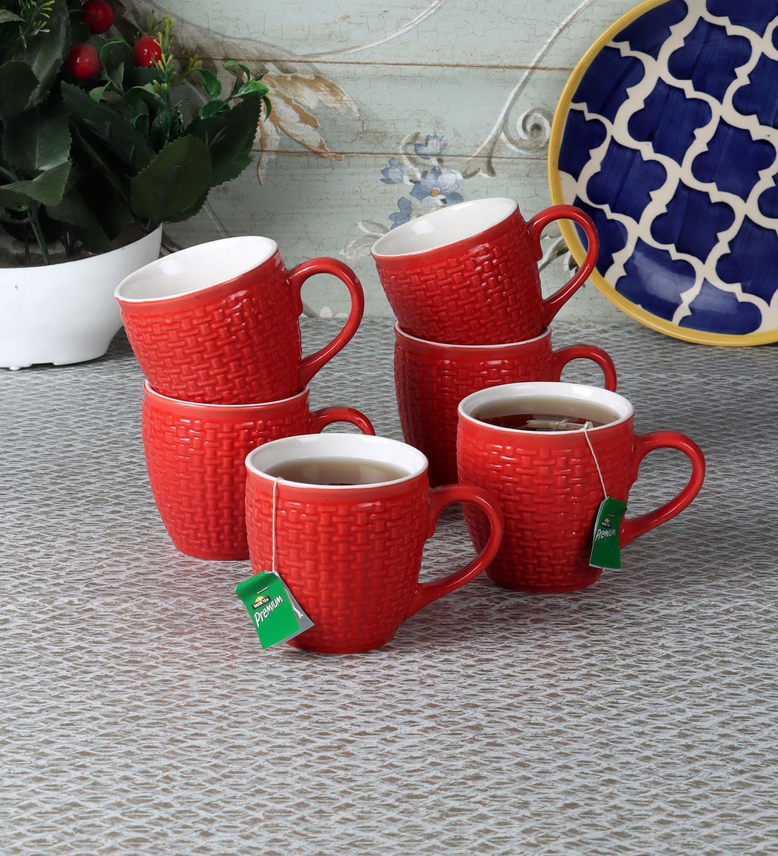 Buy 150 ML Red Ceramic (Set of 6) Cups at 63% OFF by Cdi | Pepperfry