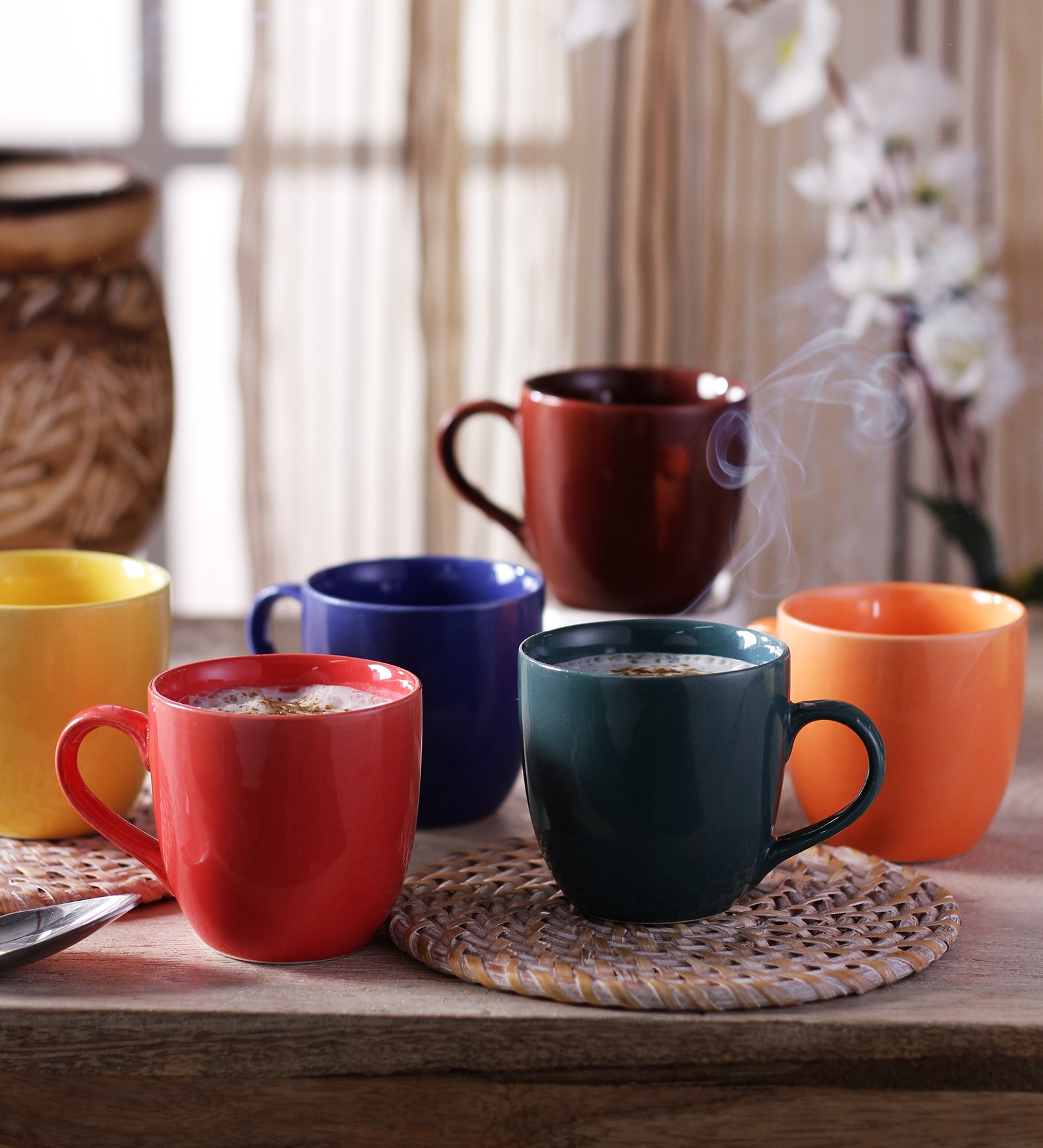 Buy Classic 150ml Multicolour Stoneware (Set of 6) Coffee Mug Online ...