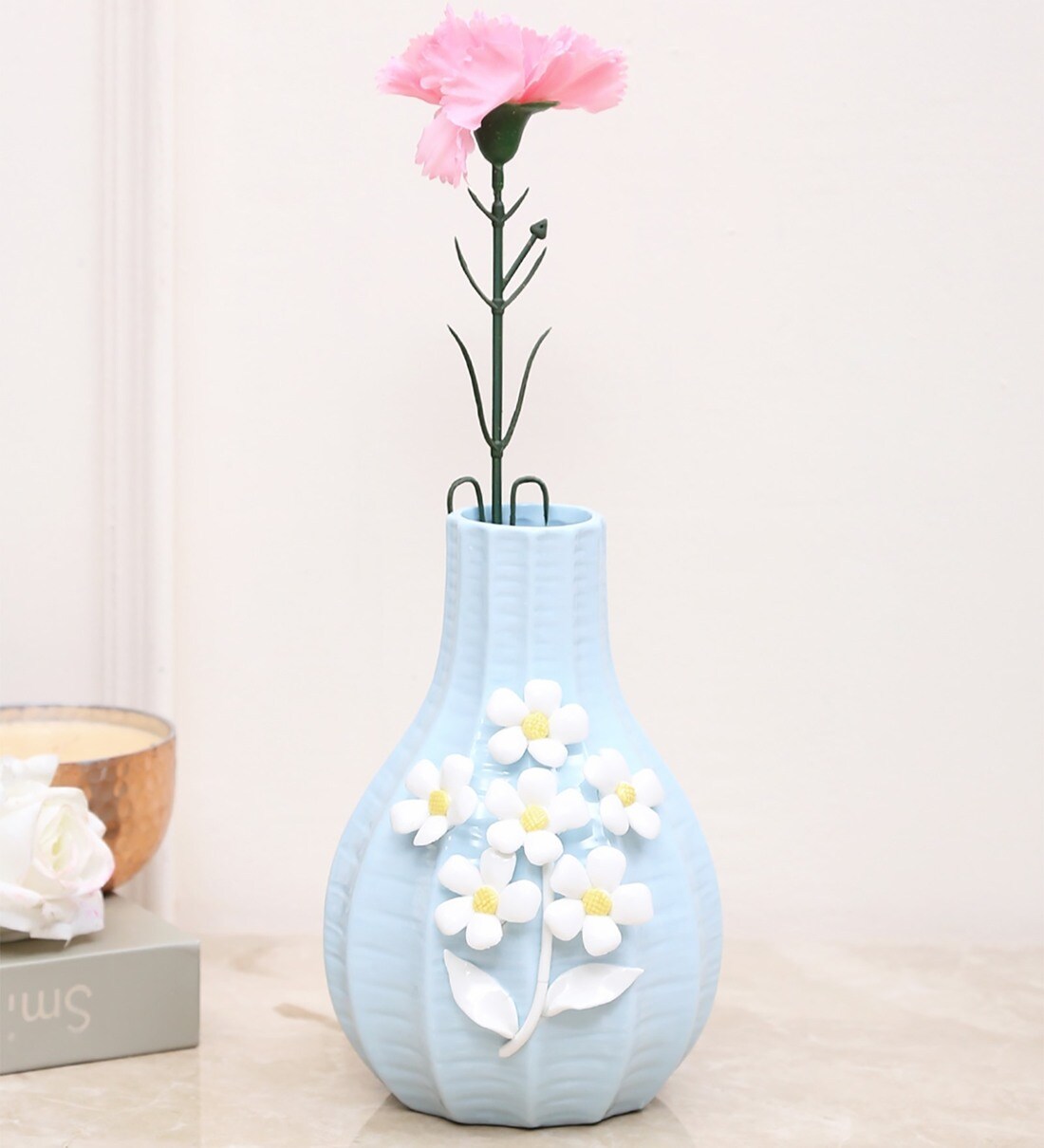 Buy Ceramic Blue Flower Vase by Aapno Rajasthan Online - Discontinued ...