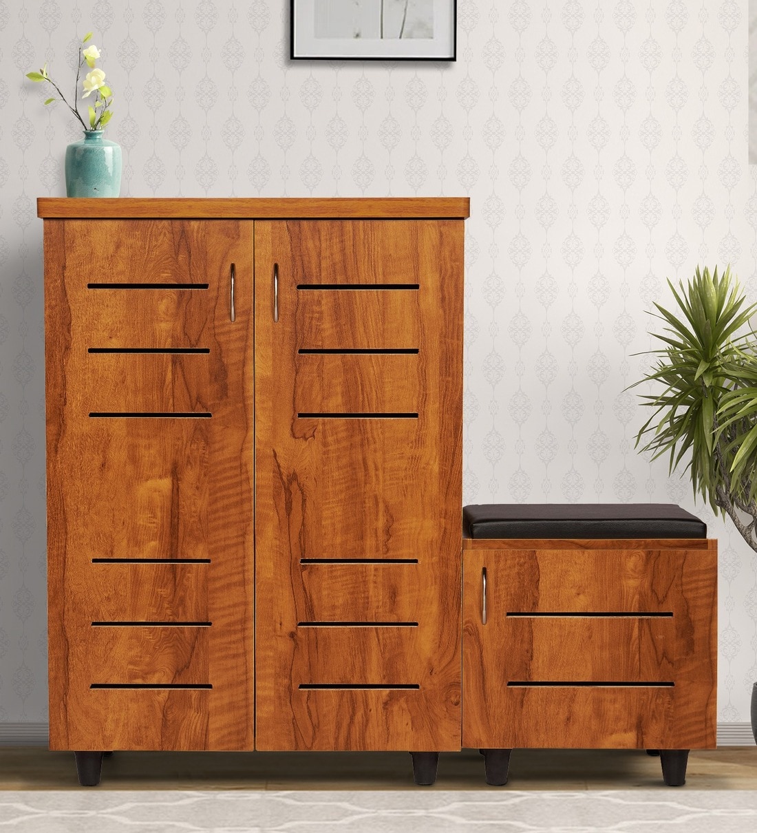 Buy Clovis Shoe Rack With Seating In Tan Finish at 32% OFF by Solace ...